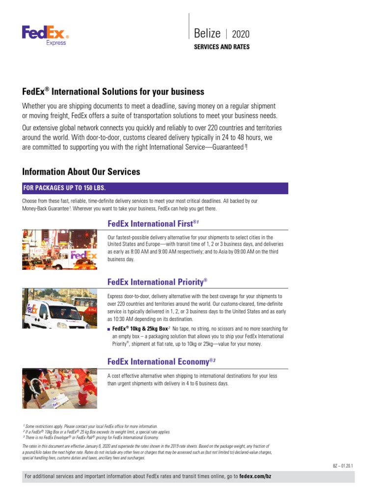 Belize: Fedex International Solutions For Your Business | PDF | Fee ...