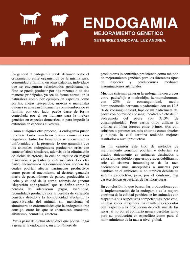 Endogamia en Animales: Definición y Efectos | PDF | Endogamia | Genética