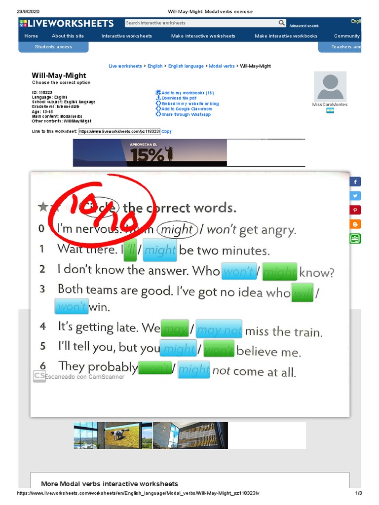 Will-May-Might - Modal Verbs Exercise | PDF