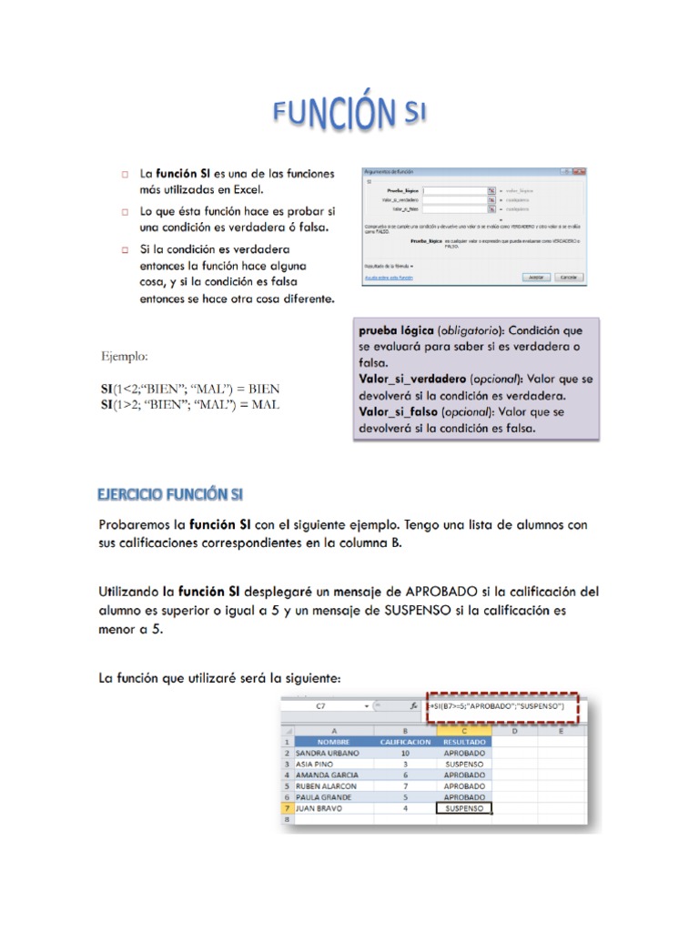 Ejemplos y ejercicios de funciones condicionales, lógicas y ...