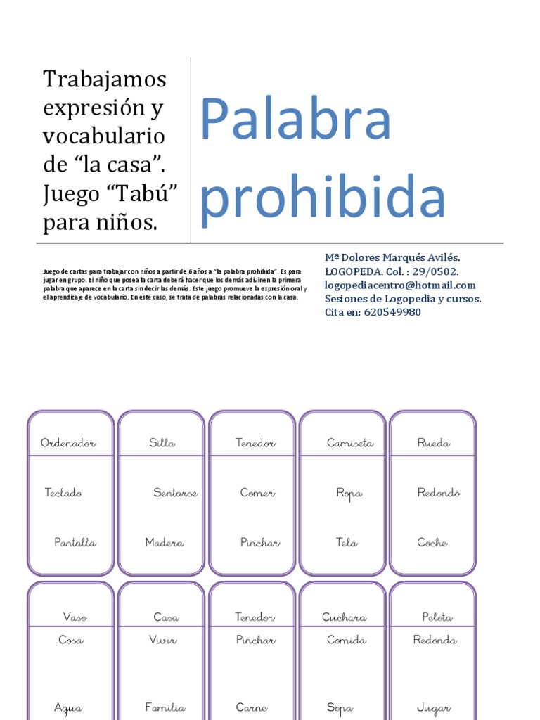 Juego Tabú: Vocabulario de la Casa | PDF
