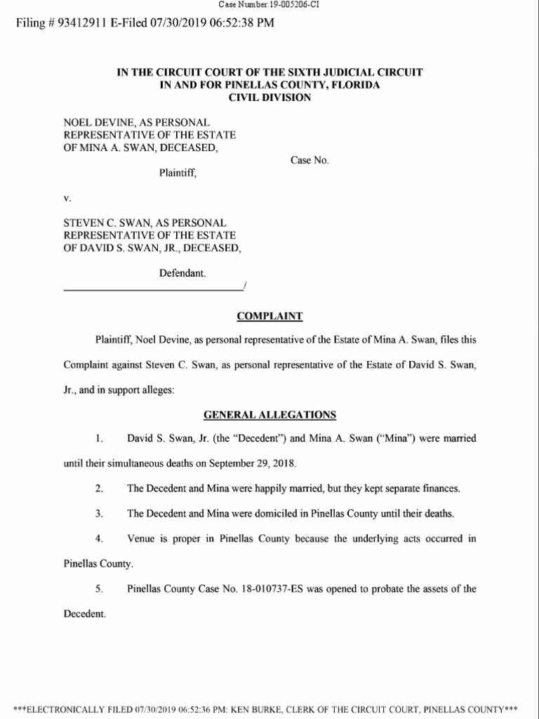 Swan Complaint | PDF | Wisconsin Circuit Courts | Probate