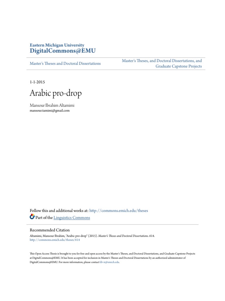 Arabic Pro-Drop | PDF | Subject (Grammar) | Semiotics