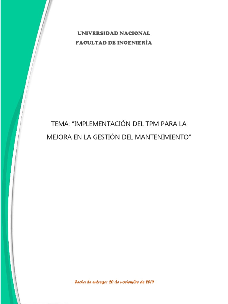 Implementacion TPM | PDF | Calidad (comercial) | Business