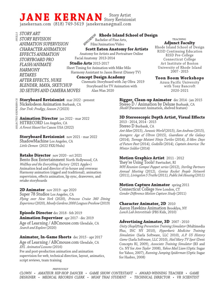 Janekernan Resume 20220829 PDF | PDF | Animation | Cartoon