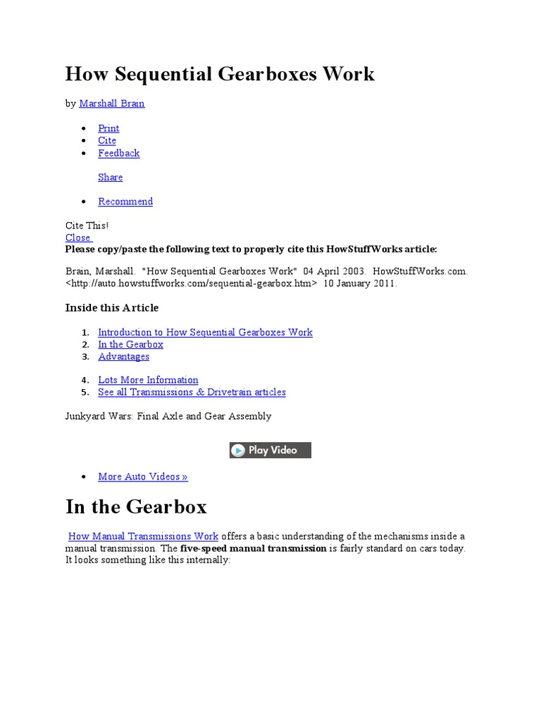 How Sequential Gearboxes Work | PDF | Transmission (Mechanics) | Manual Transmission