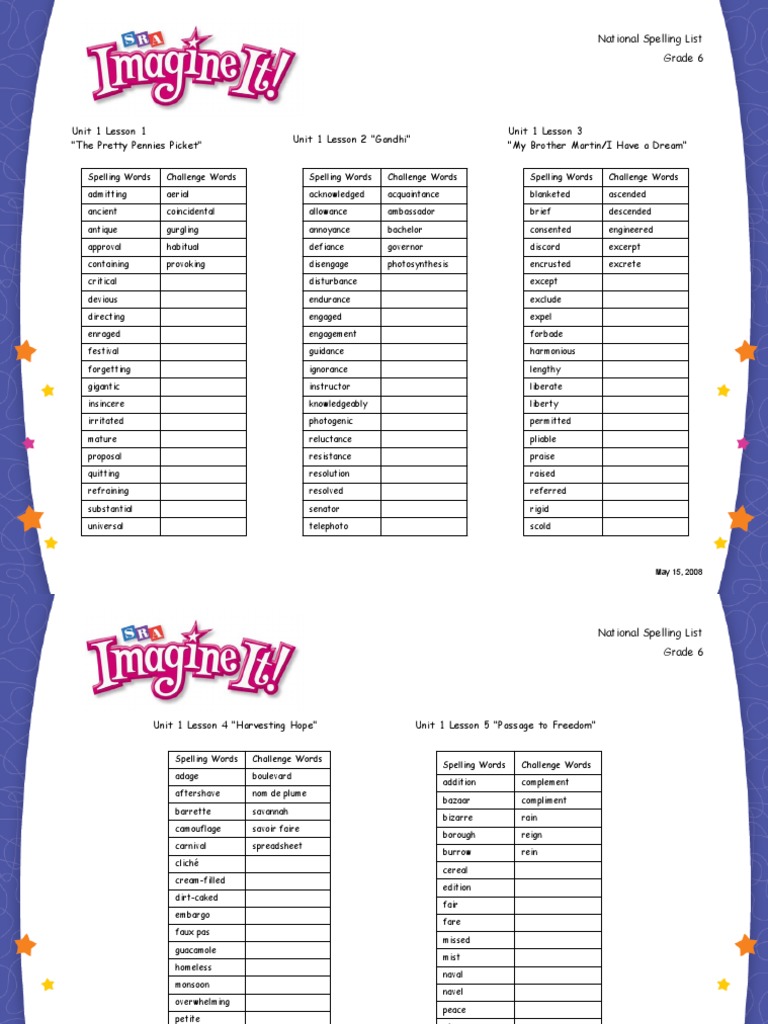 6th Grade National Spelling List | PDF | Nature