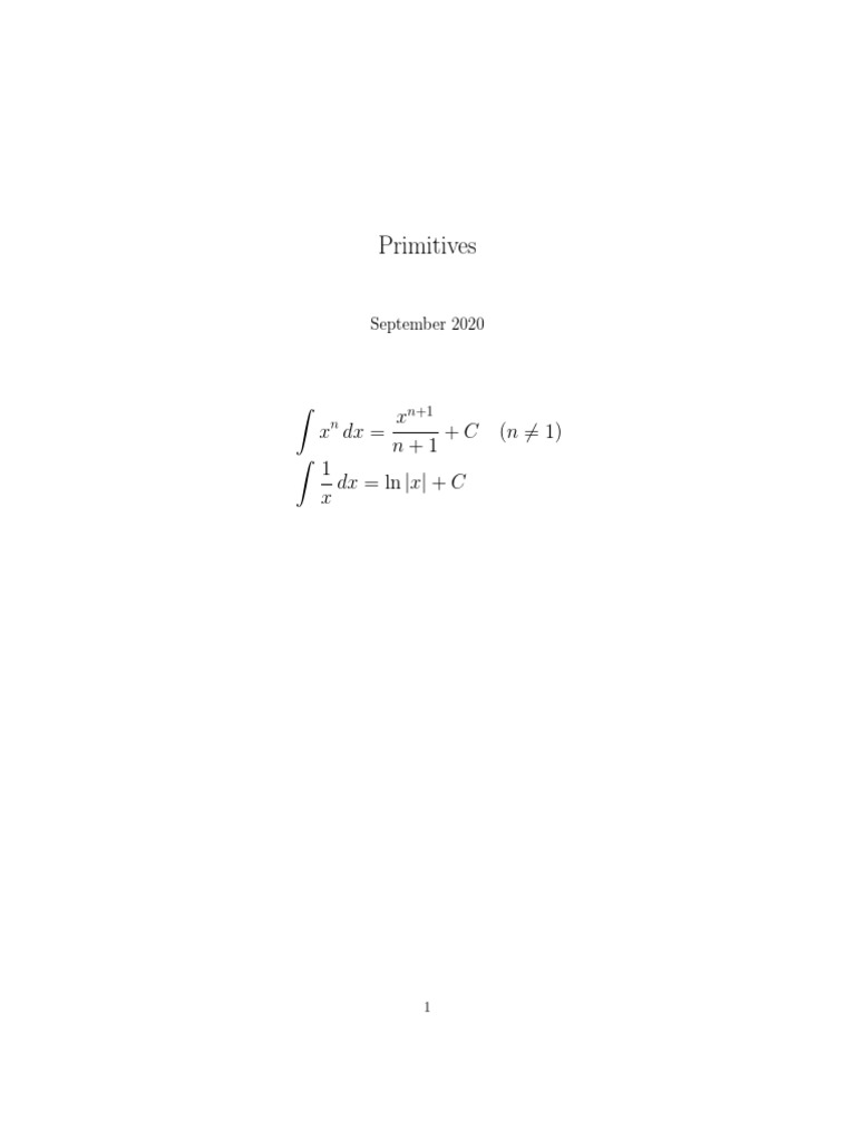 Calculus Primitives and Integrals | PDF
