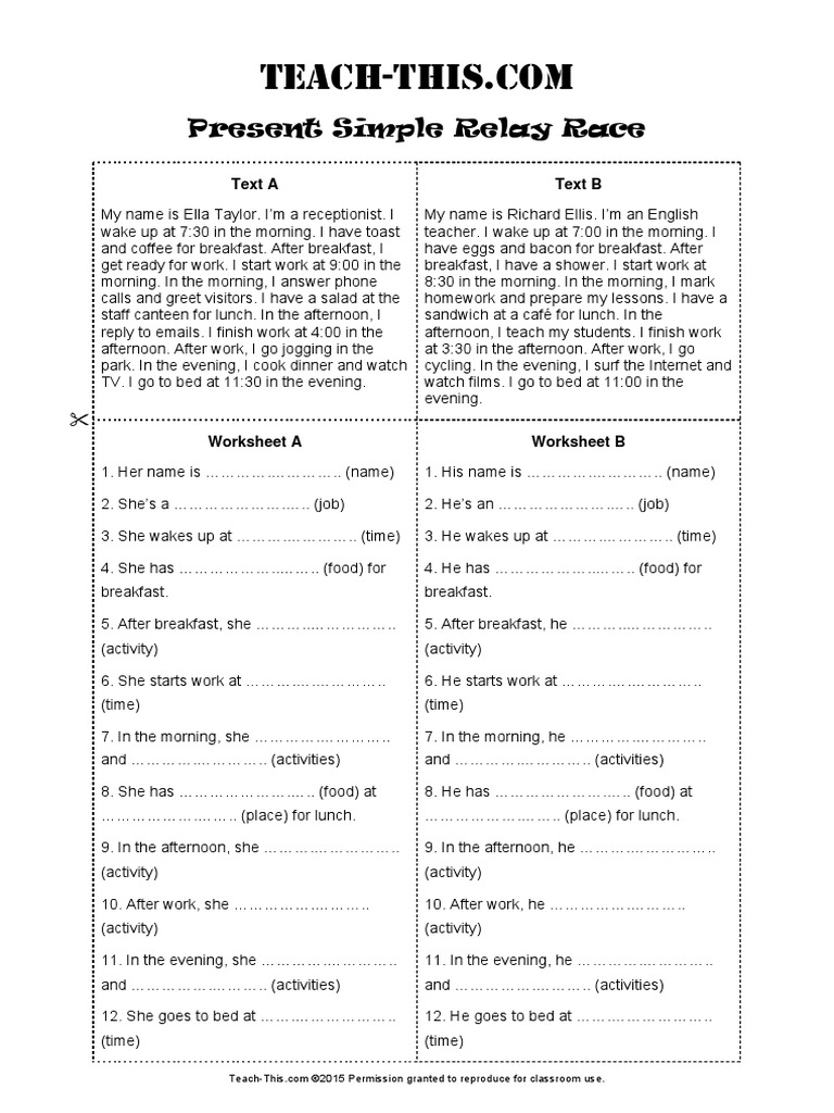 Present Simple Relay Race | PDF | Communication