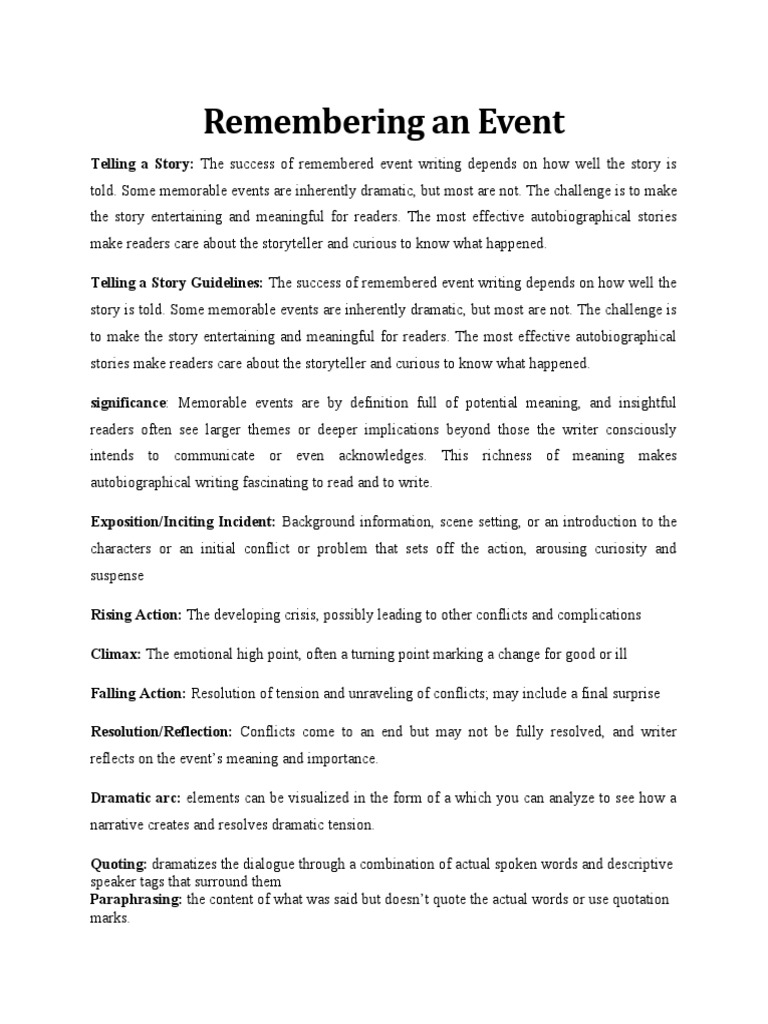 Remembering An Event | PDF