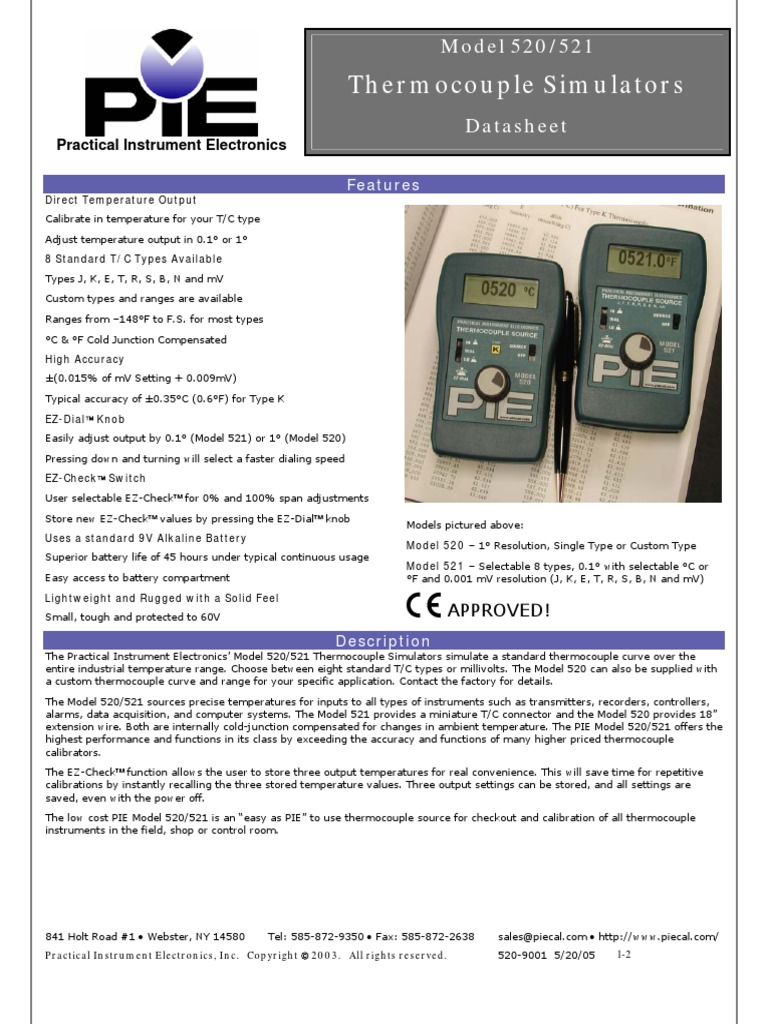 Thermocouple Simulators: Model 520/521 | PDF | Thermocouple ...