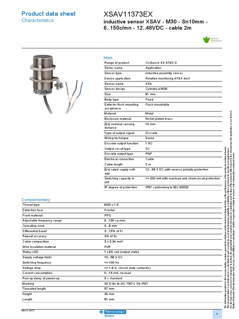 OsiSense XS ATEX D XSAV11373EX PDF | PDF