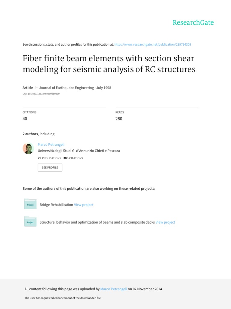 Fiber Finite Beam Elements With Section Shear Modeling For Seismic ...