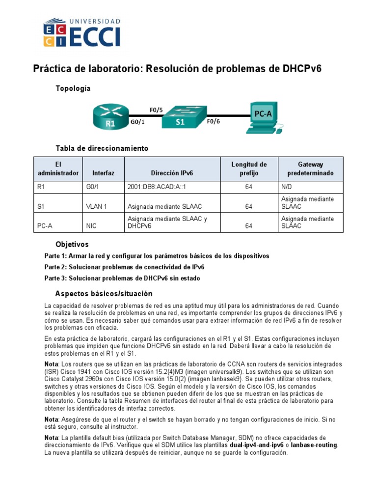 Resolucion de Problemas DHCPv6 | PDF | Yo Pv6 | Enrutador (Computación)