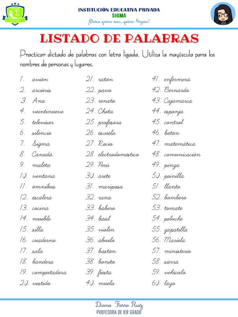 Dictado de Palabras | PDF