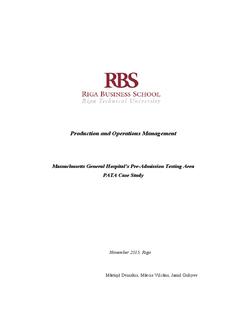 Production and Operations Management: Massachusetts General Hospital's ...