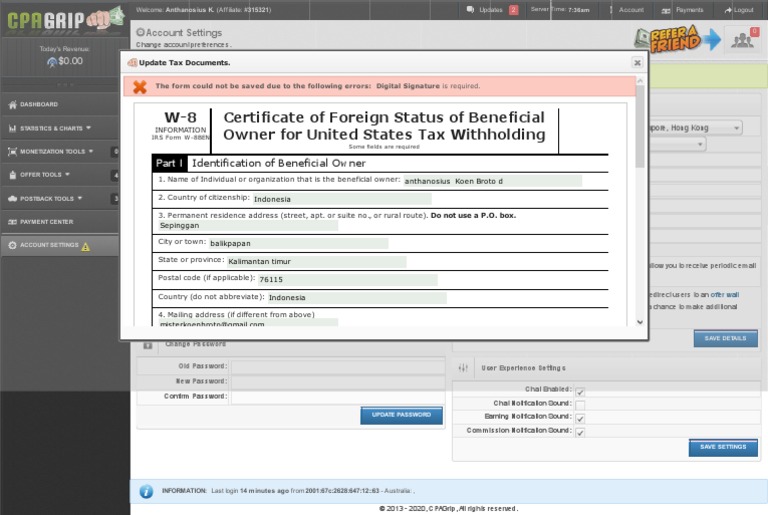 CPAGrip - Publisher Account Settings PDF | PDF | Password | Cyberspace