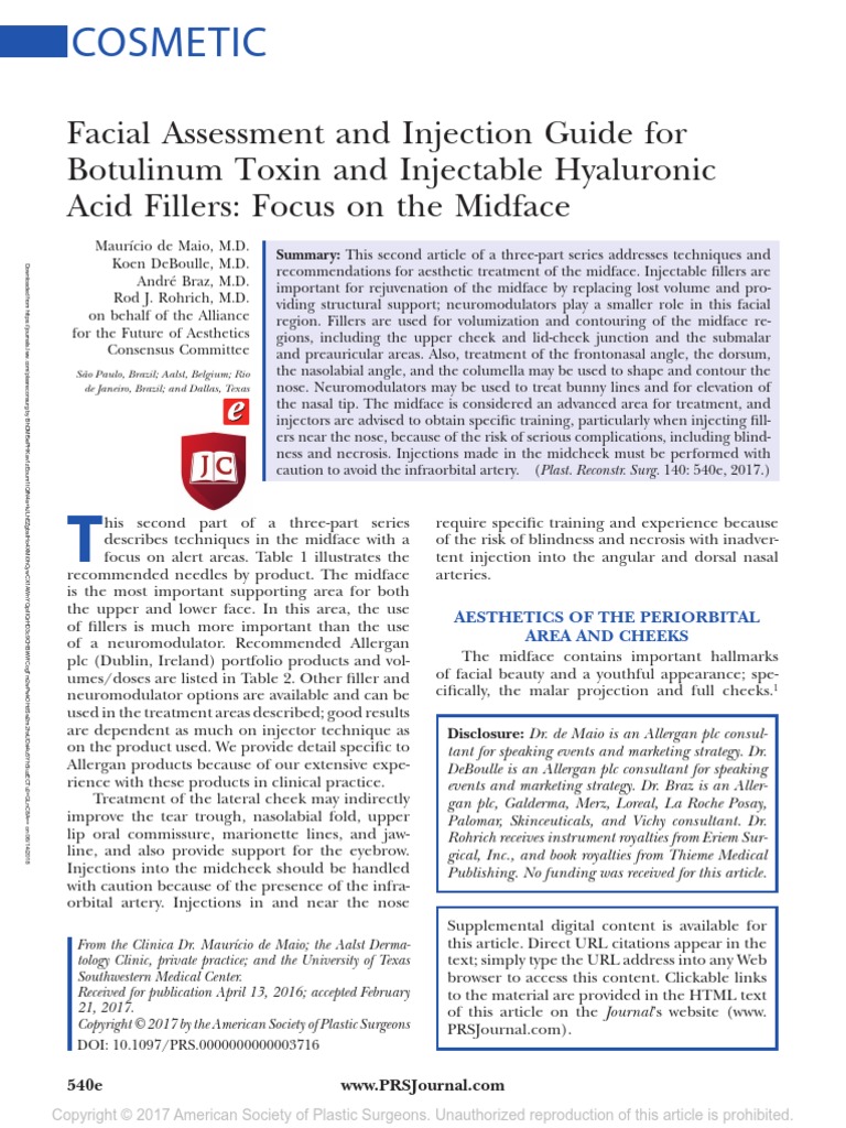 Facial Assessment and Injection Guide For Botulinum Toxin and ...