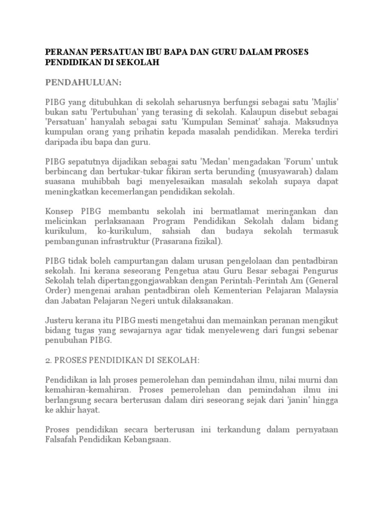 Peranan PIBG dalam Pendidikan | PDF | Karier & Perkembangan | Pengembangan Diri