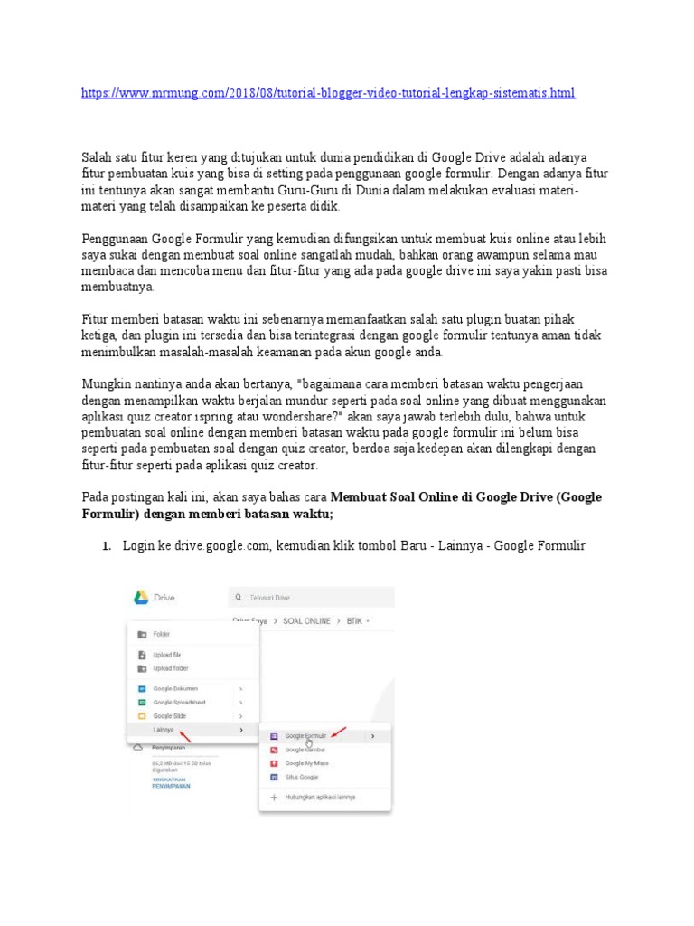 Membuat Soal Di Google Drive | PDF