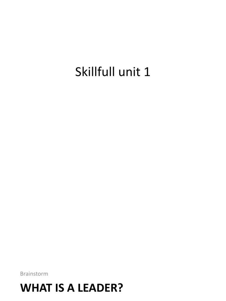 Skilfull Unit 1 | PDF