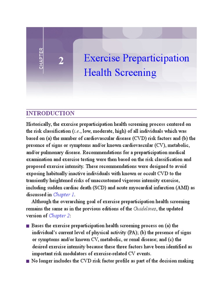 ACSM Exercise Preparticipation Guidelines | PDF | Cardiovascular ...