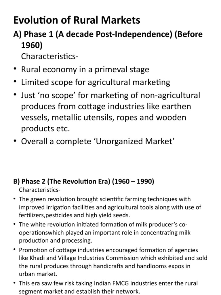 Evolution of Rural Markets: A) Phase 1 (A Decade Post-Independence ...