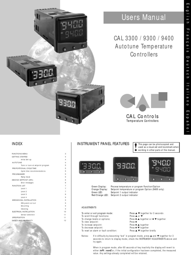 Users Manual: CAL 3300 / 9300 / 9400 Autotune Temperature Controllers | Download Free PDF ...