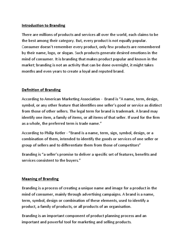 Introduction To Branding | PDF | Brand | Sales