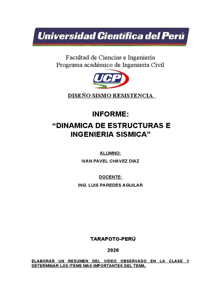 Resumen Del Video Dinamica de Estructuras - Ivan Chavez | PDF