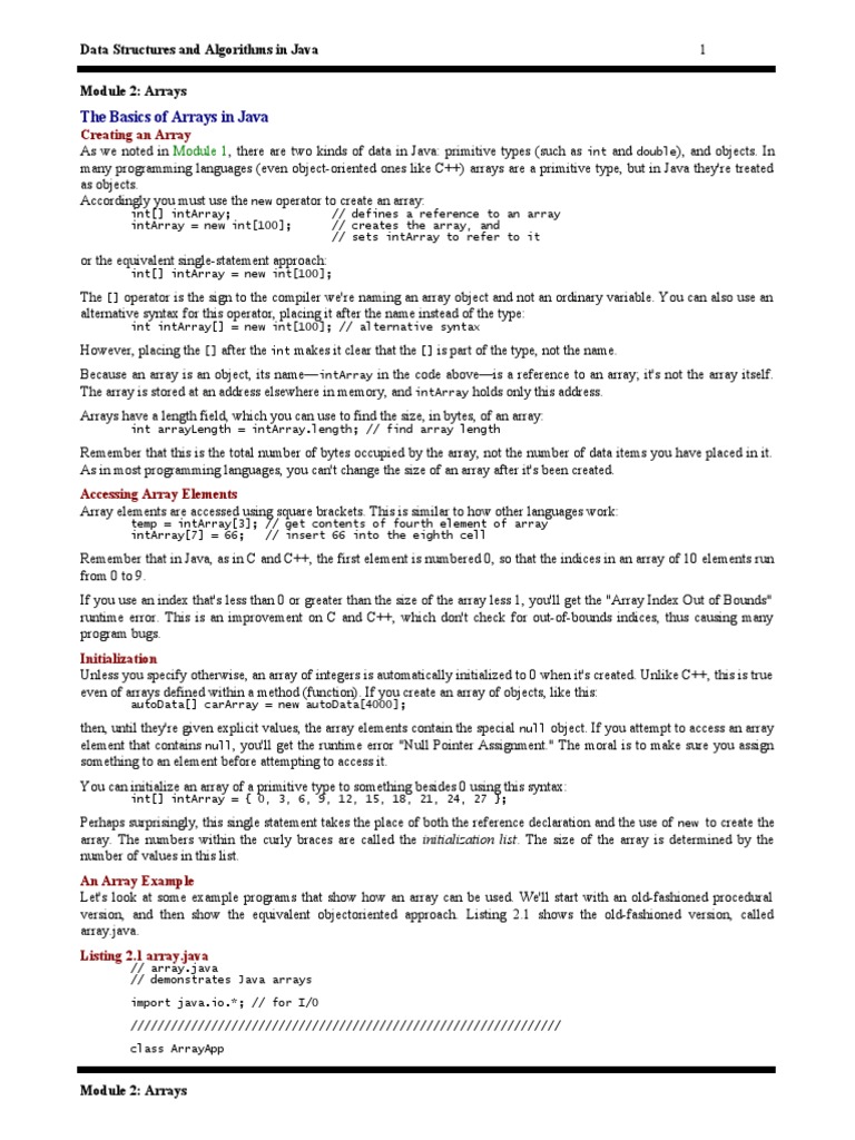 The Basics of Arrays in Java: Creating An Array | Download Free PDF | Array Data Type | Array ...