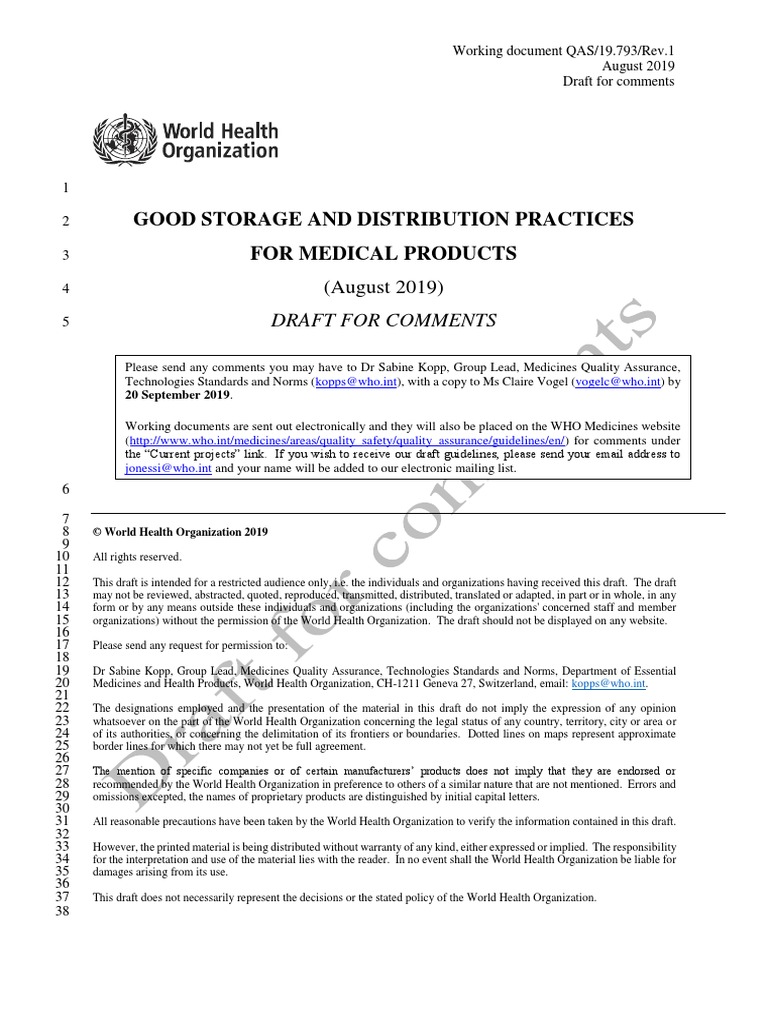 WHO Good Storage and Distribution Practices | PDF | Quality Assurance ...