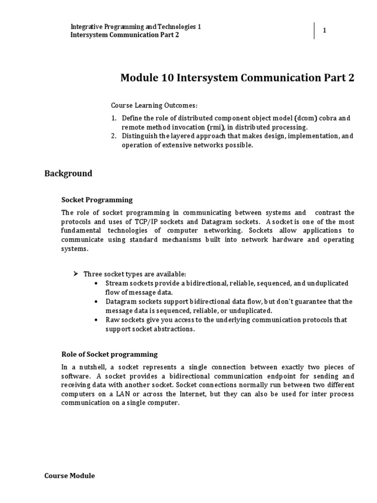 Module 10 Intersystem Communication Part 2: Background | PDF | Network ...