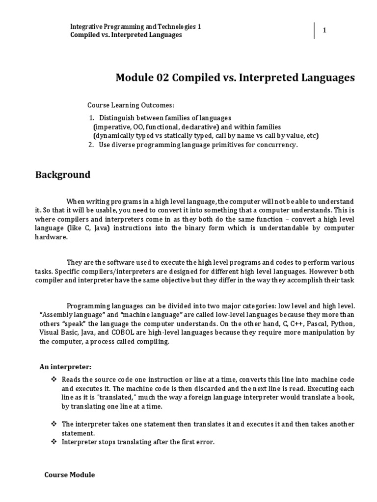Module 02 Compiled vs. Interpreted Languages: Background | Download ...