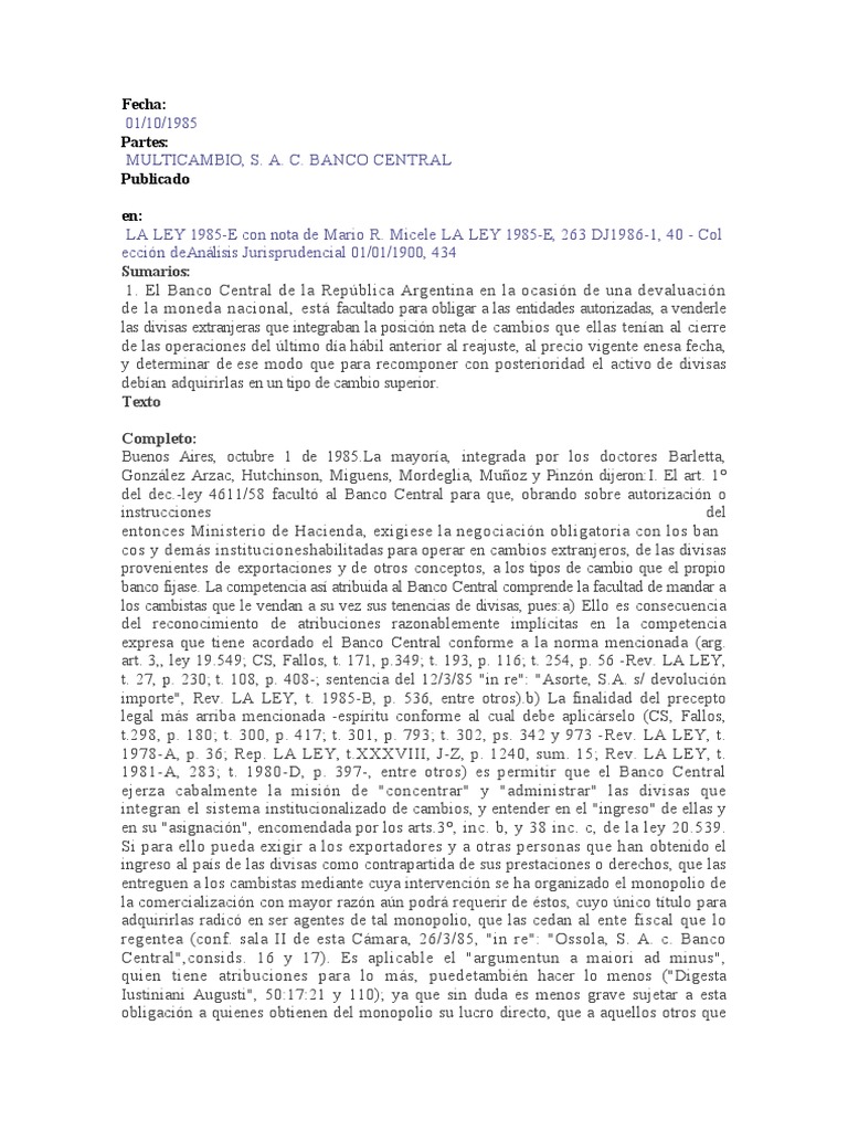 Multicambio | PDF | Dominio eminente | Bancos