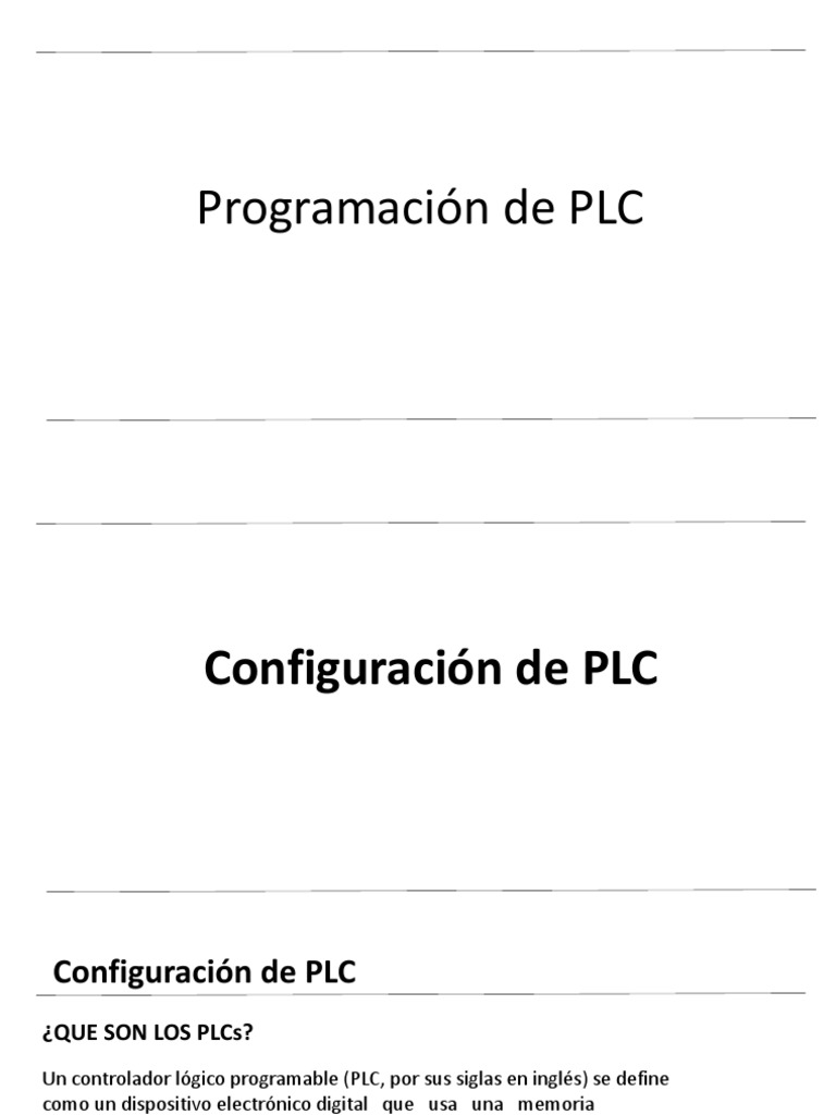 Configuracion de PLC | PDF | Controlador lógico programable ...