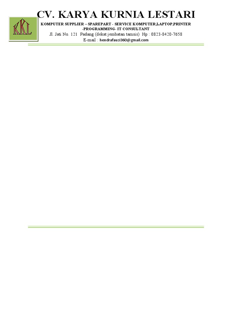 Kop Surat Cv. Karya Kurnia Lestari | PDF
