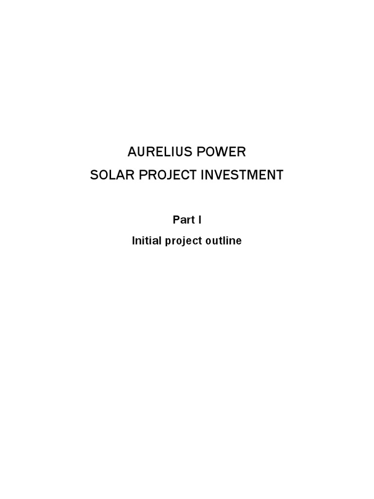Aurelius Solar Project Investment Overview | PDF | Debt | Taxes