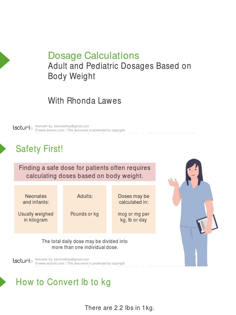Slides 10-01 Adult and Pediatric Dosages Based On Body Weight PDF | PDF
