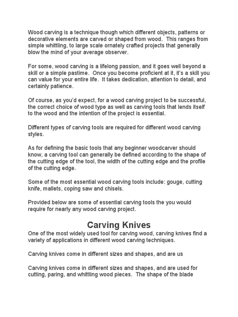 Wood Carving Text | PDF | Wood Carving | Crafts & Hobbies