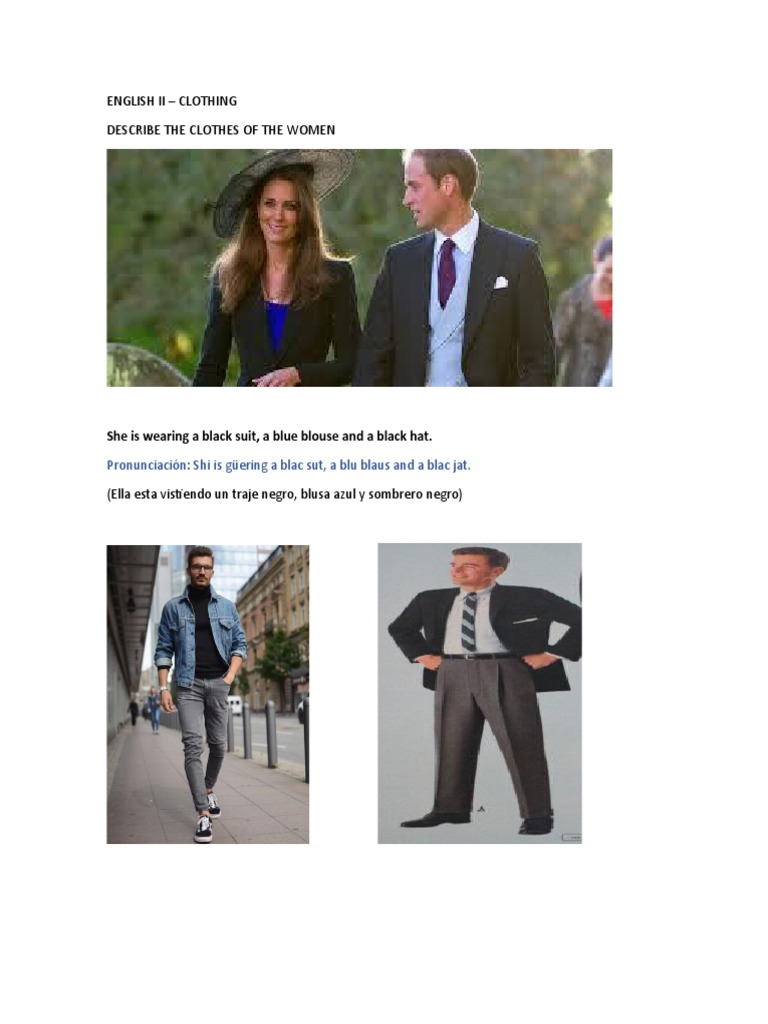 English Ii - Clothing Describe The Clothes of The Women: She Is Wearing ...