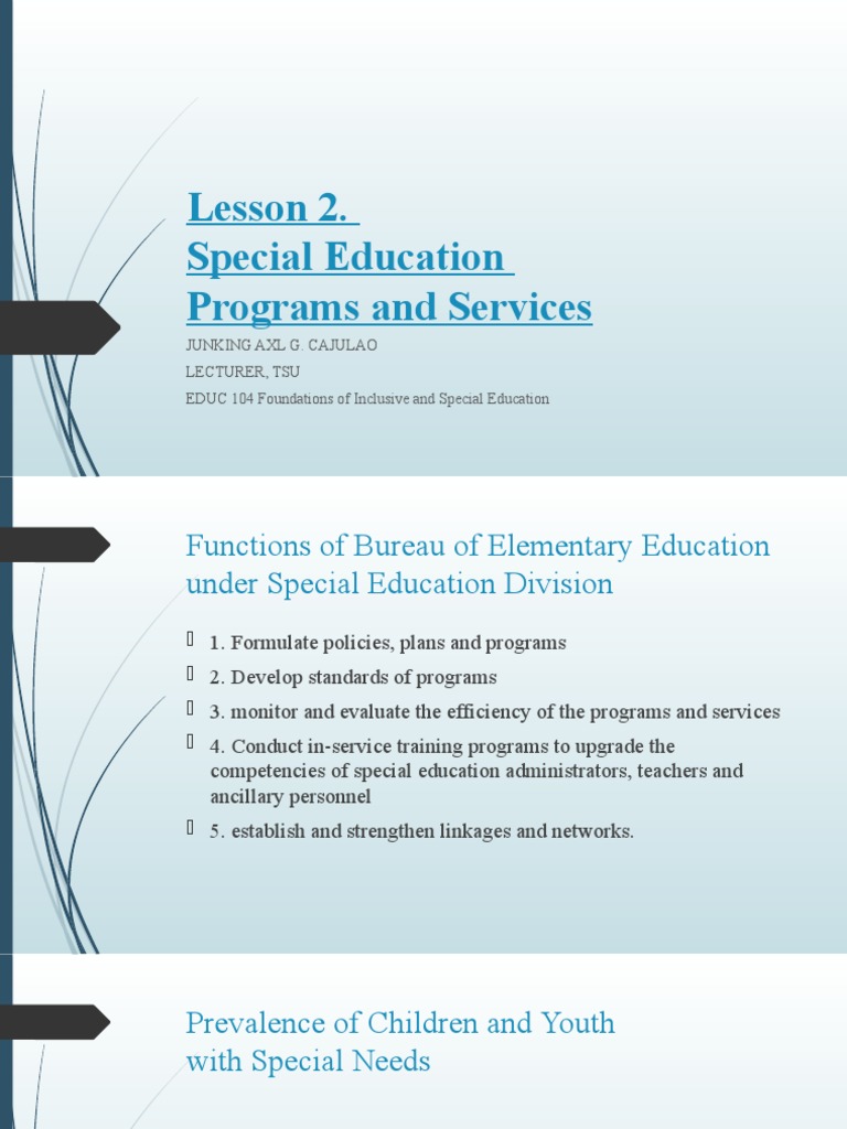 Lesson 2 Sped Programs and Services Activitty 4 | PDF | Special ...