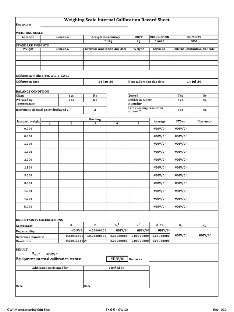 Template Weighing Scale - Manual | PDF | Weighing Scale | Calibration