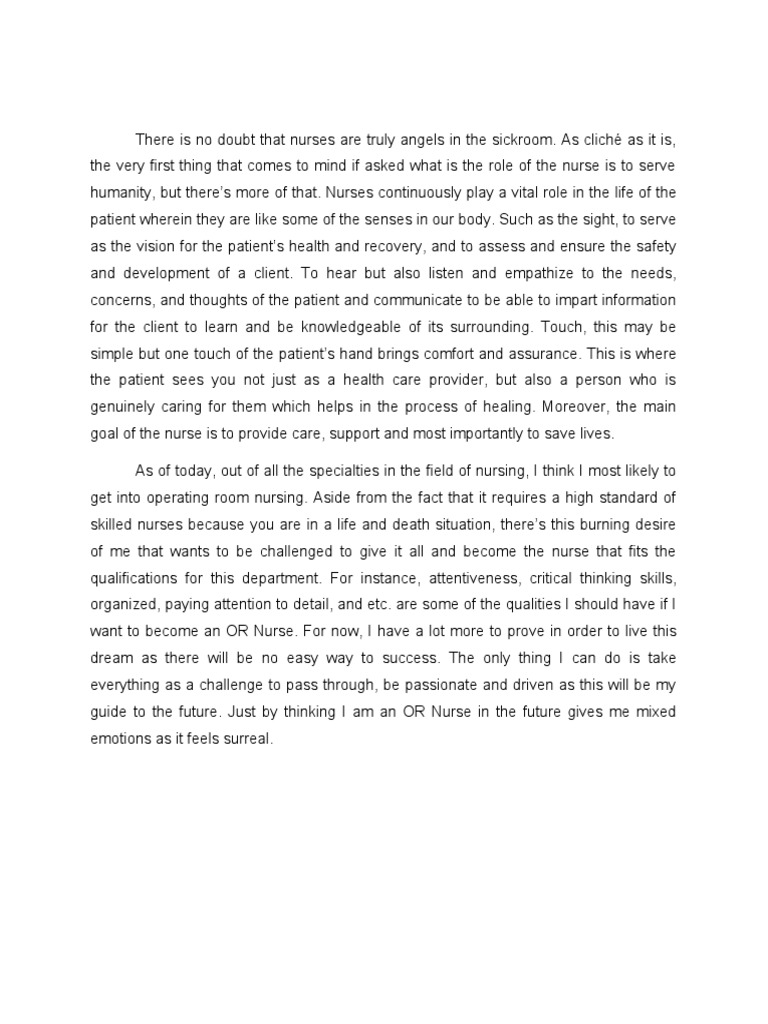 Being A Nurse Essay | PDF