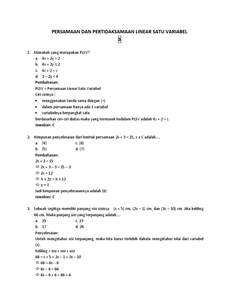 Latihan Soal PTLSV 3 | PDF