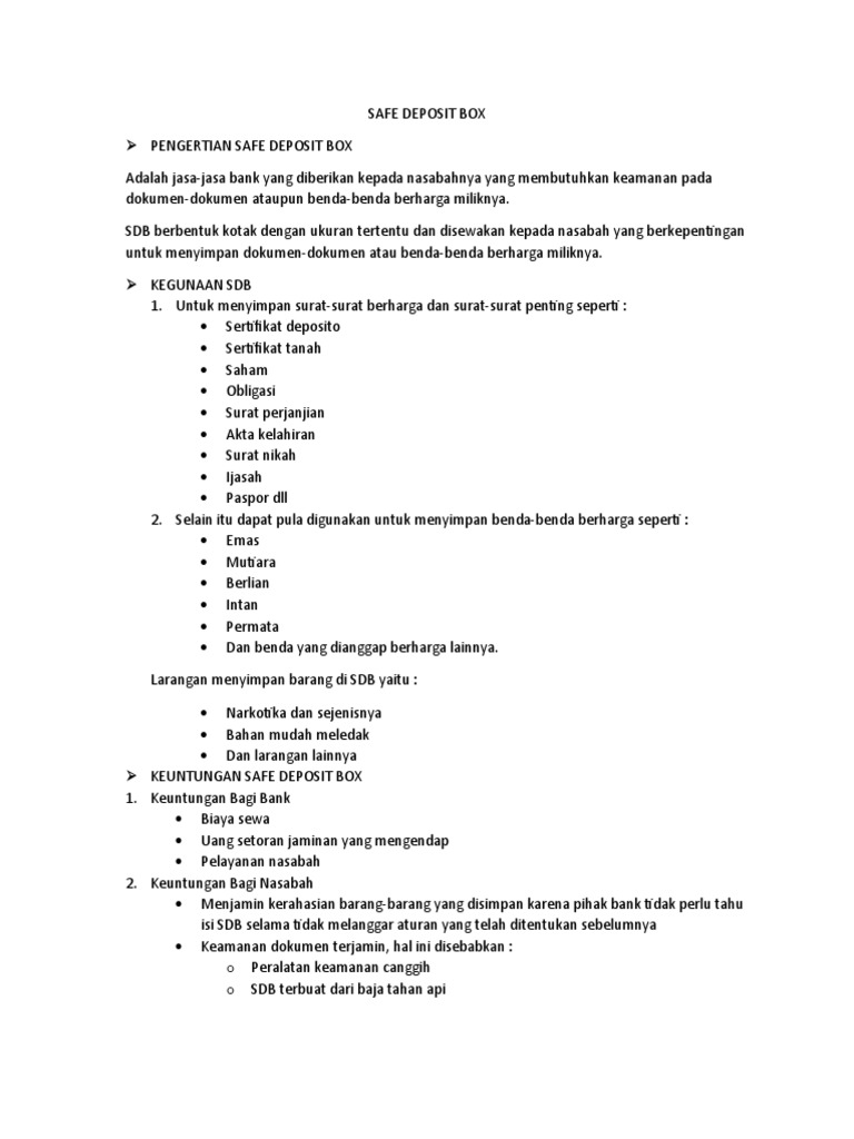The Essentials of Safe Deposit Boxes | PDF