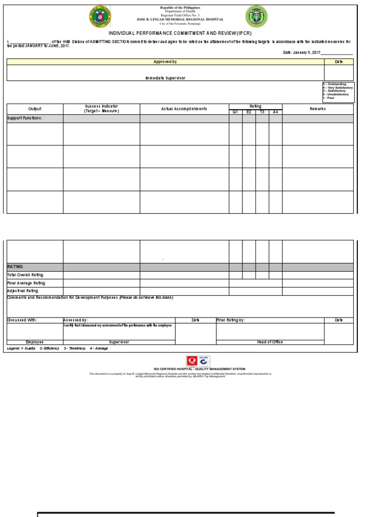 IPCR Form 2017 | PDF | Business | Government