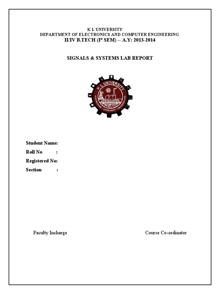 K L University Signals & Systems Lab Report | PDF | Discrete Time And ...