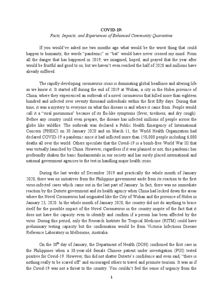 Facts, Impacts, and Experiences of Enhanced Community Quarantine | PDF ...