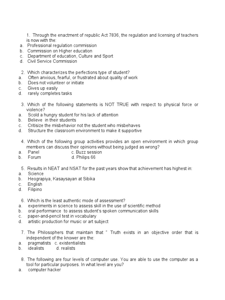 Professional Education - Drill 7 - Part 2 | PDF | Educational ...